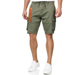 Cargoshorts INDICODE "INPearl", Jungen, Gr. L, N-Gr, army, Web, Obermaterial: 98% Baumwolle, 2% Elasthan, unifarben, regular fit, Hosen