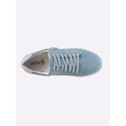 Casual Looks Damen Sneaker, Gr. 40hellblau, Veloursleder, Schuhe