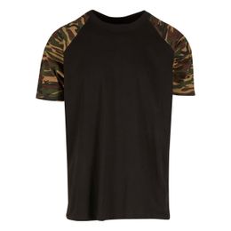 Urban Classics Damen T-Shirt "Urban Classics Herren Raglan Contrast Tee"schwarz, woodcamo, Gr. L, mehrfarbig, 100% Baumwolle, Shirts