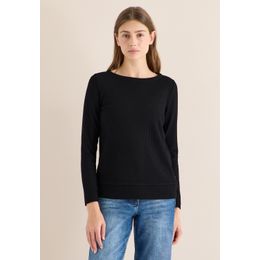 Cecil Damen Langarmshirt, schwarz, Gr. M, unifarben, Stoff, 59% Viskose, 38% Polyester, 3% Elasthan, Shirts