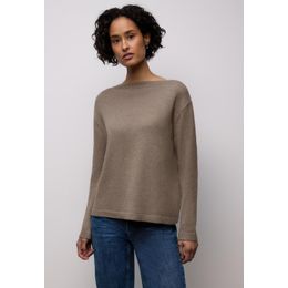 Strickpullover Street One, Damen, Gr. 34, light terra mocha meliert, Stoff, 30% Polyester, 29% Polyacryl, 21% Viskose, 20% Nylon, unifarben, comfort fit normal, U-Boot-Ausschnitt, B&uuml;ndchen, Pullover Strickpullover