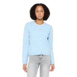 Strickjacke Cartoon "Damen mit Rundhalsausschnitt", Damen, Gr. 36, light blau melange, Obermaterial: 69% Polyester, 16% Polyacryl, 14% Polyamid, 1% Elasthan, oversize normal, Rundhals, Strickjacken Strickjacke