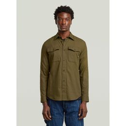 G-Star Raw Langarmshirt G-STAR "Marine Slim Hemd", Damen, Gr. L, deep braun, schwarz olive oxford, Obermaterial: 70% Baumwolle, 30% Baumwolle, Shirts Langarmshirt