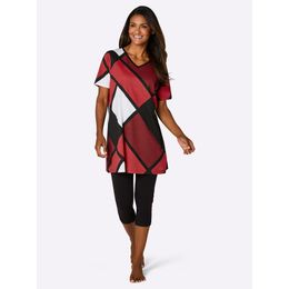 w&auml;schepur W&Auml;SCHEPUR Damen Capri-Pyjama, Gr. 36schwarz, rot, bedruckt, 50% Baumwolle, 50% Modal, Unterteil:48% Baumwolle, 4% Elasthan, 48% Modal, Homewear-Sets