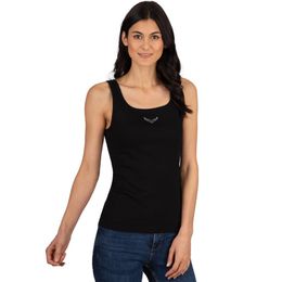 TRIGEMA Damen Tanktop "TRIGEMA Tr&auml;gershirt mit Kristallsteinen", schwarz, Gr. XL, 95% Baumwolle, 5% Elasthan, Tops