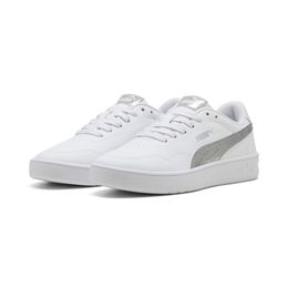 Sneaker Puma "Court Lally Metallic Whisper Sneakers Damen", Damen, Gr. 35,5, wei&szlig; silber metallic, Obermaterial: Textil, Synthetik; Futter: Textil; Innensohle: Textil; Laufsohle: Gummi, Schuhe Sneaker