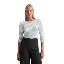 Marc O'Polo Langarmshirt MARC O'POLO "aus Slub-Jersey", Damen, Gr. M, bright blau, Obermaterial: 100% Baumwolle, gestreift, Basic, figurbetont, U-Boot-Ausschnitt, normaler Saum, Shirts Langarmshirt