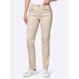 Bequeme Jeans Heine, Damen, Gr. 36, Normalgr&ouml;&szlig;en, sand, 81% Baumwolle, 17% Polyester, 2% Elasthan, unifarben, lang, Jeans