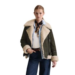 Marc O'Polo Damen Lederjacke "mit Teddypl&uuml;sch"pineneedle, Gr. XL, MARC O'POLO DENIM, unifarben, Obermaterial: 100% Leder; Futter: 100% Polyester, Jacken