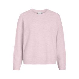 Strickpullover Vila "VILIGA L/S O-NECK KNIT TOP - NOOS", Damen, Gr. L, cherry blossom detail:melange, Strick, Obermaterial: 97% Polyester, 3% Elasthan, meliert, relaxed fit normal, Rundhals, Rippb&uuml;ndchen, Pullover Strickpullover