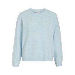 Strickpullover Vila "VILIGA L/S O-NECK KNIT TOP - NOOS", Damen, Gr. M, nantucket breeze detail:melange, Strick, Obermaterial: 97% Polyester, 3% Elasthan, meliert, relaxed fit normal, Rundhals, Rippb&uuml;ndchen, Pullover Strickpullover