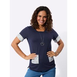 Casual Looks Damen Kurzarmshirt "Kurzarm-Shirt"marine, Gr. 38, gemustert, gestreift, unifarben, 100% Baumwolle, Shirts