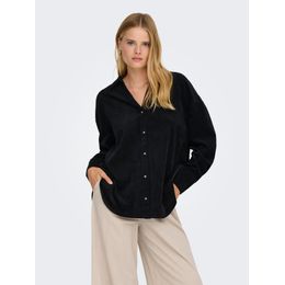 Only Damen Langarmbluse "ONLMARIKE LIFE L/S CORD LOOSE SHIRT PNT", schwarz, Gr. M, unifarben, Web, Obermaterial: 88% Polyester, 10% Nylon, 2%