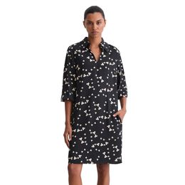 Marc O'Polo Blusenkleid MARC O'POLO, Damen, Gr. 36, N-Gr, dunkelblau, Web, Obermaterial: 100% Viskose, loose fit knieumspielend, V-Ausschnitt, Manschette, Kleider Blusenkleid