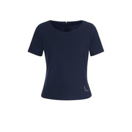 TRIGEMA Damen Sweatshirt "TRIGEMA Shirt mit kurzen &Auml;rmeln mit Kristallsteinen", blau, Gr. S, 55% Polyester, 45% Baumwolle, Sweatshirts