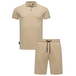 Ragwear Herren Poloshirt "Set Porpi", beige, Gr. XXXL, Material: 50% Baumwolle, 50% Polyester, Shirts, Modisches Herren Set aus Hemd und kurzer Hose