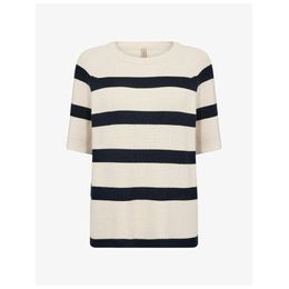 Kurzarmhemd soyaconcept "Soya Concept T-shirt SC-KANITA", Damen, Gr. L, Normalgr&ouml;&szlig;en, 91620c cream melange combi, Obermaterial: 50% Viskose, 27% Polyester, 23% Nylon, Hemden
