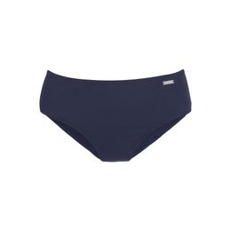 Lascana Damen Bikini-Hose, blau, Gr. 42, unifarben, Polyamid, Badehosen, mit h&ouml;her geschnittener Form
