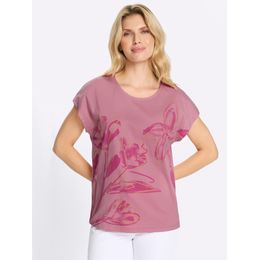 Classic Basics Damen Rundhalsshirt "Rundhals-Shirt"altrosa, fuchsia, bedruckt, Gr. 44, gebl&uuml;mt, gemustert, unifarben, 100% Baumwolle, Shirts