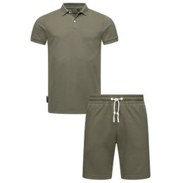 Ragwear Herren Poloshirt "Set Porpi", grün, Gr. XXL, Material: 50% Baumwolle, 50% Polyester, Shirts, Modisches Herren Set aus Hemd und kurzer Hose