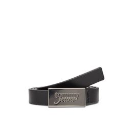 Lederg&uuml;rtel Tommy Jeans "TJW SCRIPT PLAQUE", Damen, Gr. 100, schwarz, B&uuml;ffelleder, G&uuml;rtel Lederg&uuml;rtel