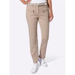 Casual Looks Damen Webhosebeige, Gr. 36, unifarben, 98% Baumwolle, 2% Elasthan, Hosen