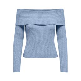 Strickpullover Only "ONLKATIA LIFE LS OFF SHOULDER KNT NOOS", Damen, Gr. XL (42), kentucky blau detail:melange, Strick, Obermaterial: 50% Viskose, 27% Nylon, 23% Polyester, meliert, regular fit normal, Carmenausschnitt, Pullover Strickpullover