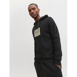 Jack & Jones JACK & JONES Herren Kapuzensweatshirt "JJRAIN SWEAT HOOD UNB"schwarz, Gr. XXL, bedruckt, Sweatware, Obermaterial: 100% Baumwolle, Sweatshirts