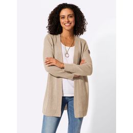 Casual Looks Damen Longstrickjackesand, Gr. 38, unifarben, 100% Polyacryl, Strickjacken