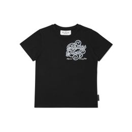 T-Shirt Philipp Plein "T-Shirt Rundhalsausschnitt Ss", Jungen, Gr. 10, 02, schwarz, Obermaterial: 100% Baumwolle, Shirts T-Shirt