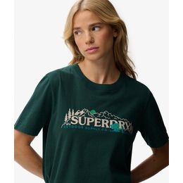Superdry Damen Locker Geschnittenes Outdoor Supply Co T-shirt Green - Gr&ouml;&szlig;e: 44 210242150231127E025