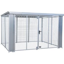 eurokraft pro Gasflaschen-Gittercontainer, mit Dach und Doppelfl&uuml;geltor, BxT 3560 x 2810 mm
