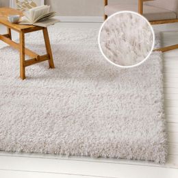 Hochflor-Teppich OTTO HOME "Josetta, auch als Läufer erhältlich", beige, B:160cm H:50mm L:225cm, Polyester, Teppiche, Langflor, Shaggy, dichter weicher Hochflor, uni farben, Wohnzimmer