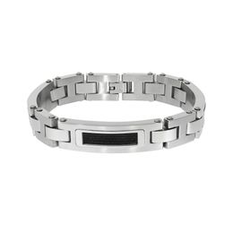 Armband ZEEme "Edelstahl matt glanz zweifarbig mit schwarzem Stahlseil", schwarz, Armbänder, Damen, 22cm, Edelstahl, glänzend, Armband