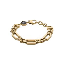 Armband DIESEL "Schmuck Edelstahl Armschmuck Panzerkette GOLD-TONE CHAIN", schwarz (gelbgoldfarben, schwarz), Armbänder, Damen, Edelstahl, Armband