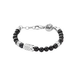 Armband DIESEL "Schmuck Edelstahl Armschmuck Beadarmband", schwarz (edelstahlfarben, schwarz), Armbänder, Damen, 20cm, Edelstahl, Armband, mit Achat