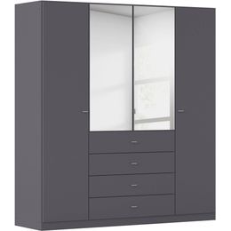 Kleiderschrank Rauch "Sinsheim", grau (graumetallic), B:181cm H:197cm T:54cm, Schr&auml;nke, Kleiderschrank, mit 4 breiten Schubk&auml;sten