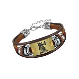 Armband Firetti "Schmuck Geschenk Armschmuck Armkette Edelstein Sternzeichen", bunt (edelstahlfarben, messingfarben, dunkelbraun, braun, grau, braun, grau), Armbänder, Damen, 26cm, Jungfrau, Edelstahl Leder Messing, Edelstahl, Leder, Messing, Armband, Made in Germany - mit Hämatit - mit Holzimitat