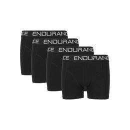 Boxershorts Endurance "Burke Jr.", Jungen, Gr. 116/128, schwarz, 95% Baumwolle, 5% Elasthan, unifarben, Unterhosen, 4er-Pack aus atmungsaktivem Material