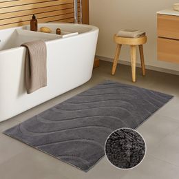 Badematte Carpet City "BAT400, Badteppich uni", dunkelgrau, H:11mm, Polyester, Badematten, Badematte, Teppich Badezimmer, Badvorleger, Anti-Rutsch, Waschbar, Duschmatte