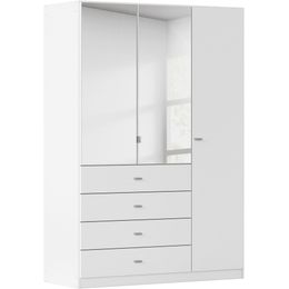 Kleiderschrank Rauch "Sinsheim", weiß, B:136cm H:197cm T:54cm, Schränke, Kleiderschrank, mit 4 breiten Schubkästen