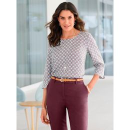 Schlupfbluse Inspirationen, Damen, Gr. 36, bunt (mint, marine, bedruckt), 100% Lyocell, gemustert, mehrfarbig, Rundhals, Blusen Schlupfbluse