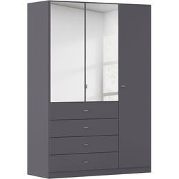 Kleiderschrank Rauch "Sinsheim", grau (graumetallic), B:136cm H:197cm T:54cm, Schränke, Kleiderschrank, mit 4 breiten Schubkästen