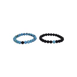 Armband Set Firetti "Multipack Schmuck Geschenk Zugarmb&auml;nder Steinarmband Edelstein" Gr. 20, blau (t&uuml;rkis, schwarz, t&uuml;rkis, schwarz), Armb&auml;nder, Damen, 20, Silikon Stein, Silikon, Stein, Made in Germany - mit Howlith, T&uuml;rkis oder Dalmatiner Jaspis und Onyx