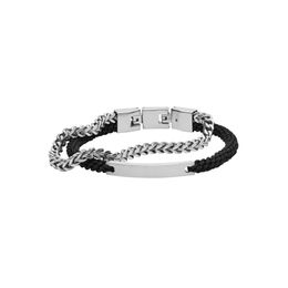 Armband Fossil "Schmuck Geschenk Edelstahl Nylon Armschmuck VINTAGE CASUAL", schwarz (edelstahlfarben, schwarz), Armb&auml;nder, Damen, 19,5cm, Edelstahl Nylon, Edelstahl, Nylon, Armband
