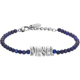 Armband Diesel "Schmuck Geschenk Edelstahl Armschmuck Armkette FONT", blau (edelstahlfarben, blau, blau), Armb&auml;nder, Damen, 20,8cm, Edelstahl, Armband, mit Achat