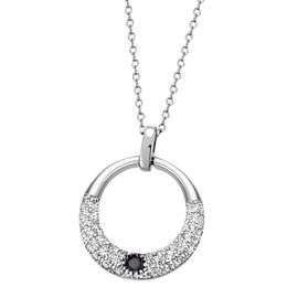 Kette mit Anhänger Firetti "Schmuck Geschenk Silber 925 Halsschmuck Halskette Ankerkette Pavé", schwarz (silberfarben, kristallweiß, schwarz), Halsketten, Damen, Silber 925 (Sterlingsilber), L: 45 B: 1,2mm, mit Zirkonia (synth.), B:1,2mm