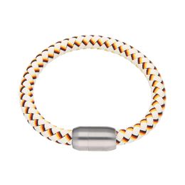 Armband Jacques Charrel "wei&szlig;, geflochten, in Deutschland-Optik mit Magnetverschlu&szlig;", Damen, Gr. 21cm, Edelstahl, bunt (mehrfarbig), Armb&auml;nder Armband