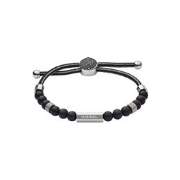 Armband Diesel "Schmuck Edelstahl Armschmuck Beadarmband Zugarmband", schwarz (edelstahlfarben, schwarz), Armb&auml;nder, Damen, 24cm, Edelstahl Nylon, Edelstahl, Nylon, Armband, mit Achat