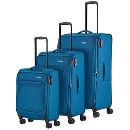 Trolleyset Travelite "CHIOS S/M/L", Damen, blau (petrol), Polyester, unifarben, Koffer-Sets, Kofferset Reisegep&auml;ck Reisekoffer mit erweiterbarem Volumen
